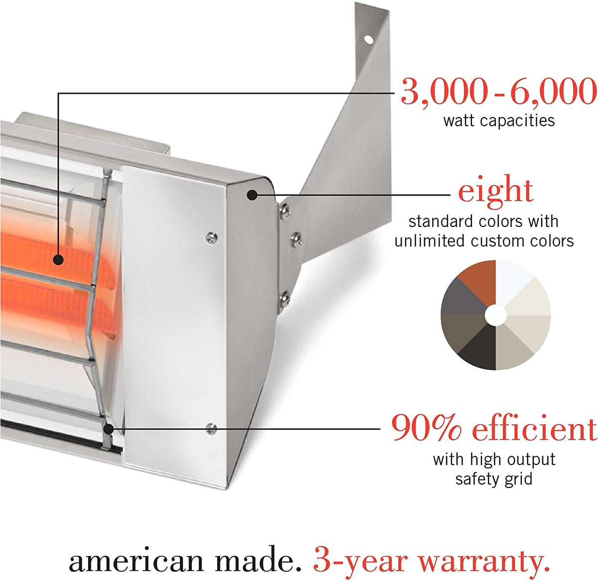 Infratech WD-Series Dual Element Stainless Steel 61.25" 6000 Watt Elec ...